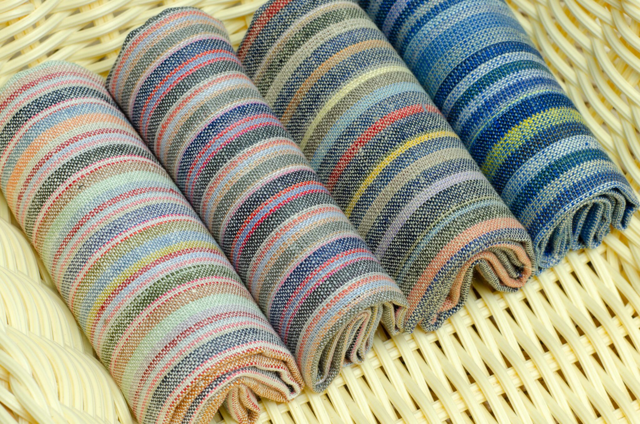Color Stripe Linen Fabric - 147g Medium Weight, 138cm Width, Vibrant ...
