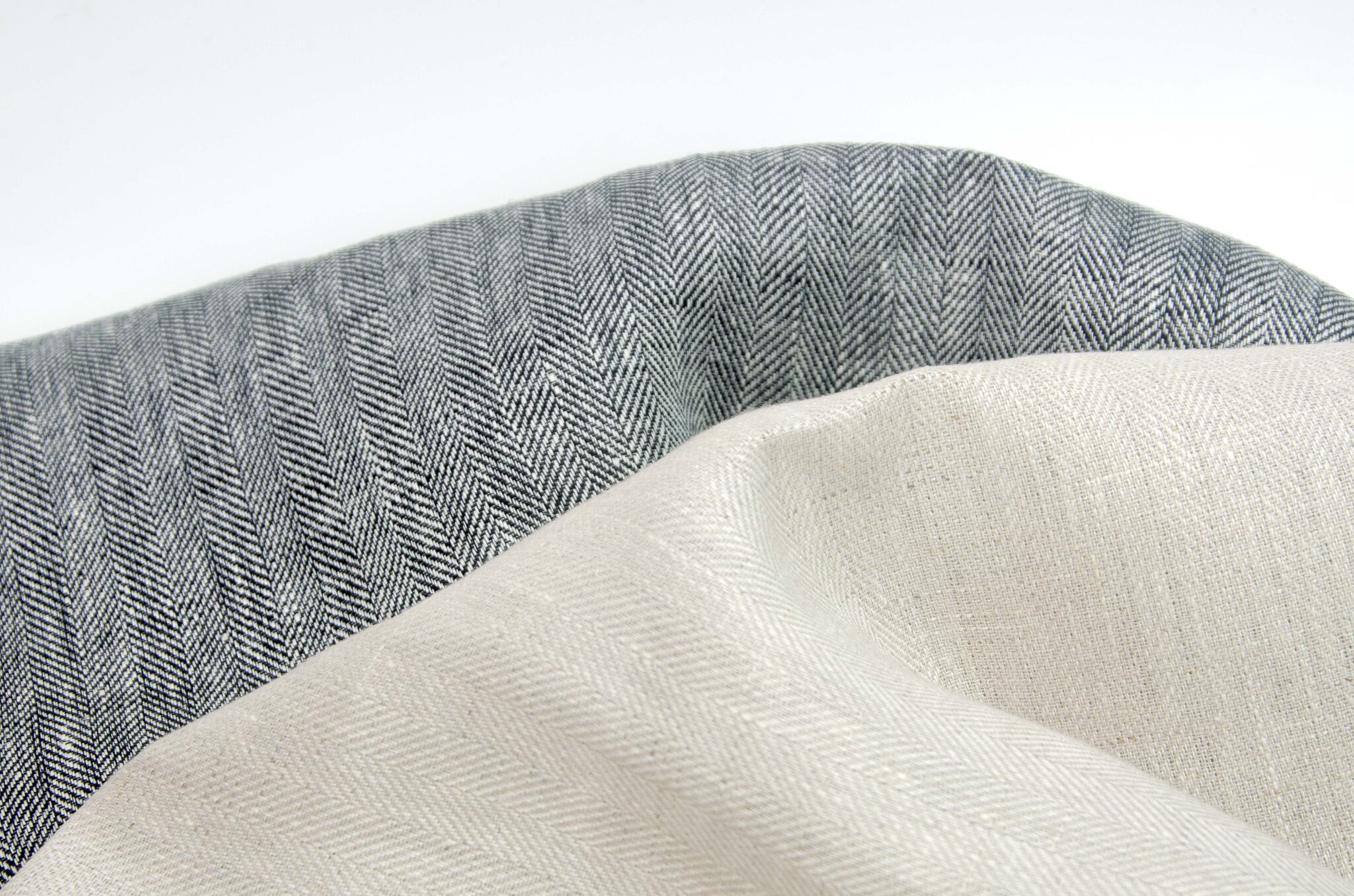 100% Linen Herringbone Fabric - 160g Medium Weight, 138cm Width ...
