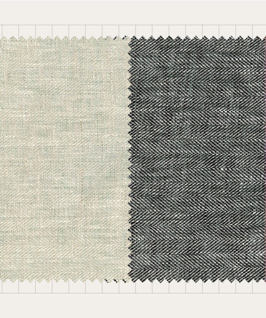 100% Linen Herringbone Fabric - 160g Medium Weight, 138cm Width ...