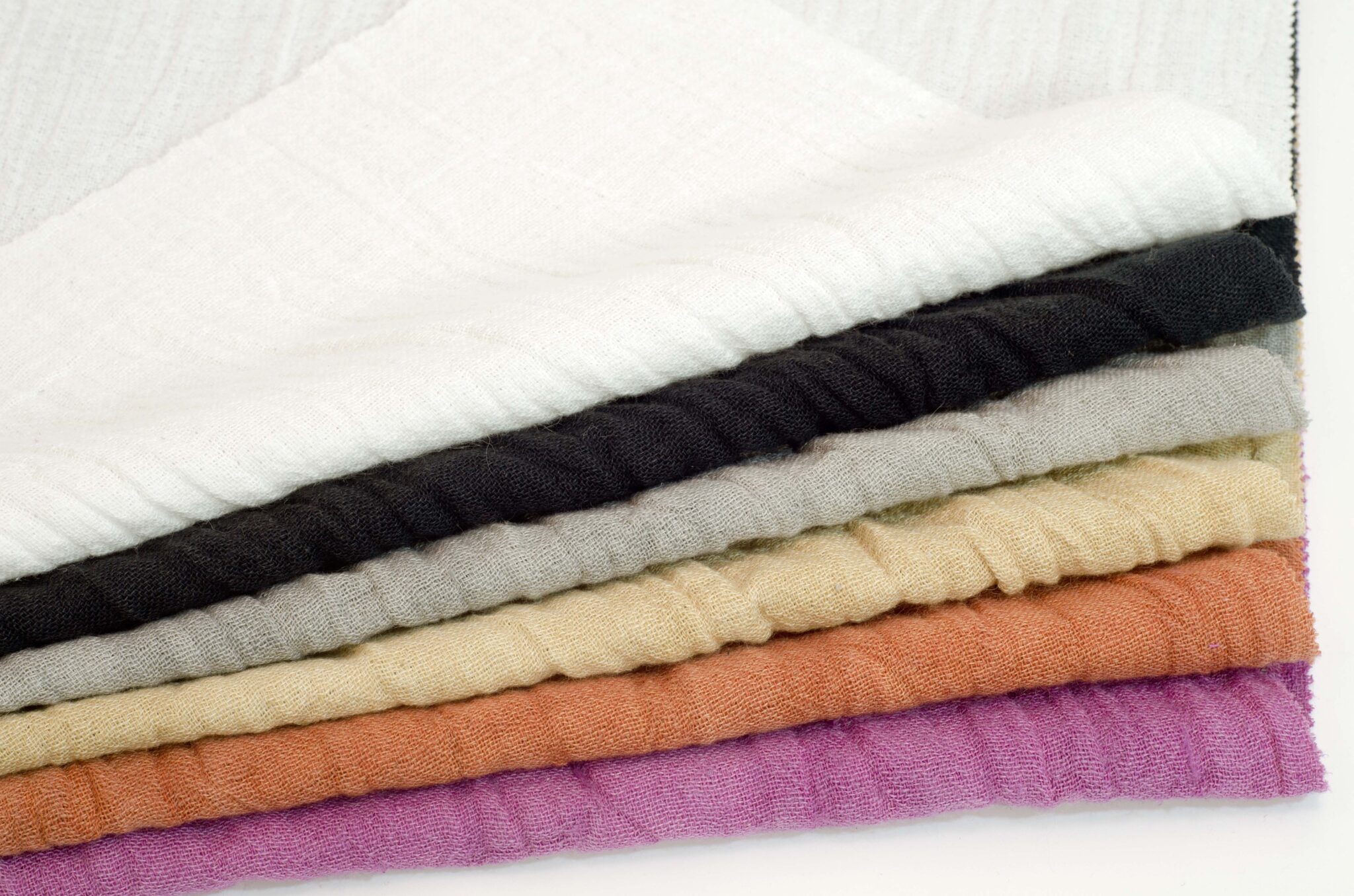 55% Ramie 45% Cotton 210g/m² - Double-Layer Crinkle Fabric with Vintage ...